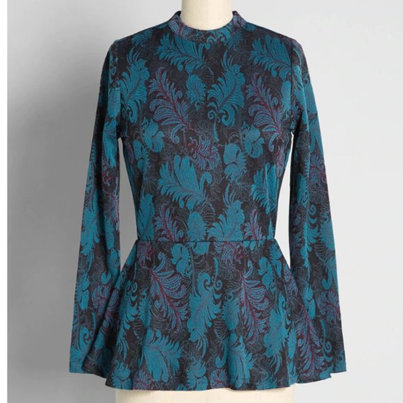 Modcloth | Tops | Patterned Peplum Top Modcloth | Poshmark